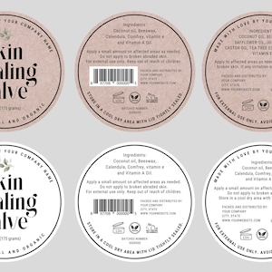 Printable Skin Healing Salve Round Label Sticker, Skincare Balm Round ...