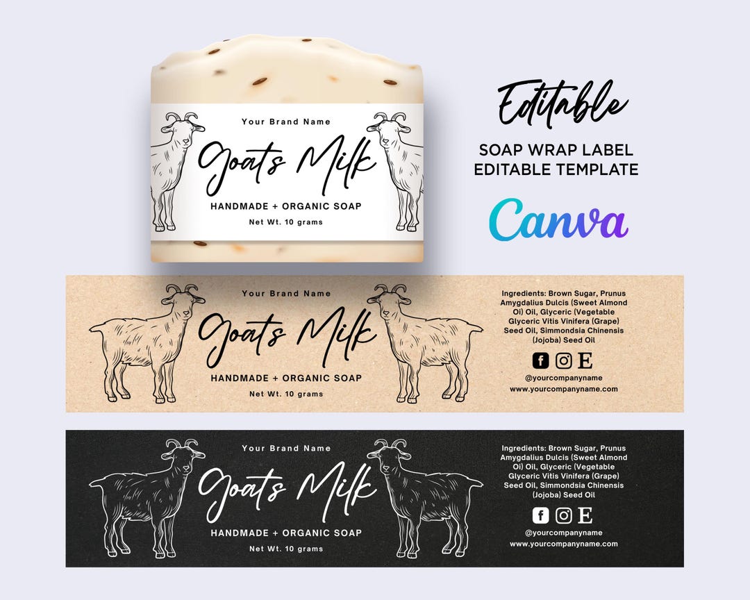 Goat Milk Soap Label, Organic Goat Milk Soap Labels, Custom Soap Labels ...