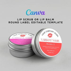 Printable Lip Balm Round Label Sticker, Lip Scrub Labels, Cosmetic Lip ...