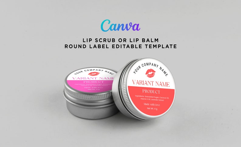 Printable Lip Balm Round Label Sticker Lip Scrub Labels - Etsy