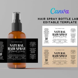 Hair Spray Design Labels, Hair Bottle Spray Label, Hair Care Spray ...
