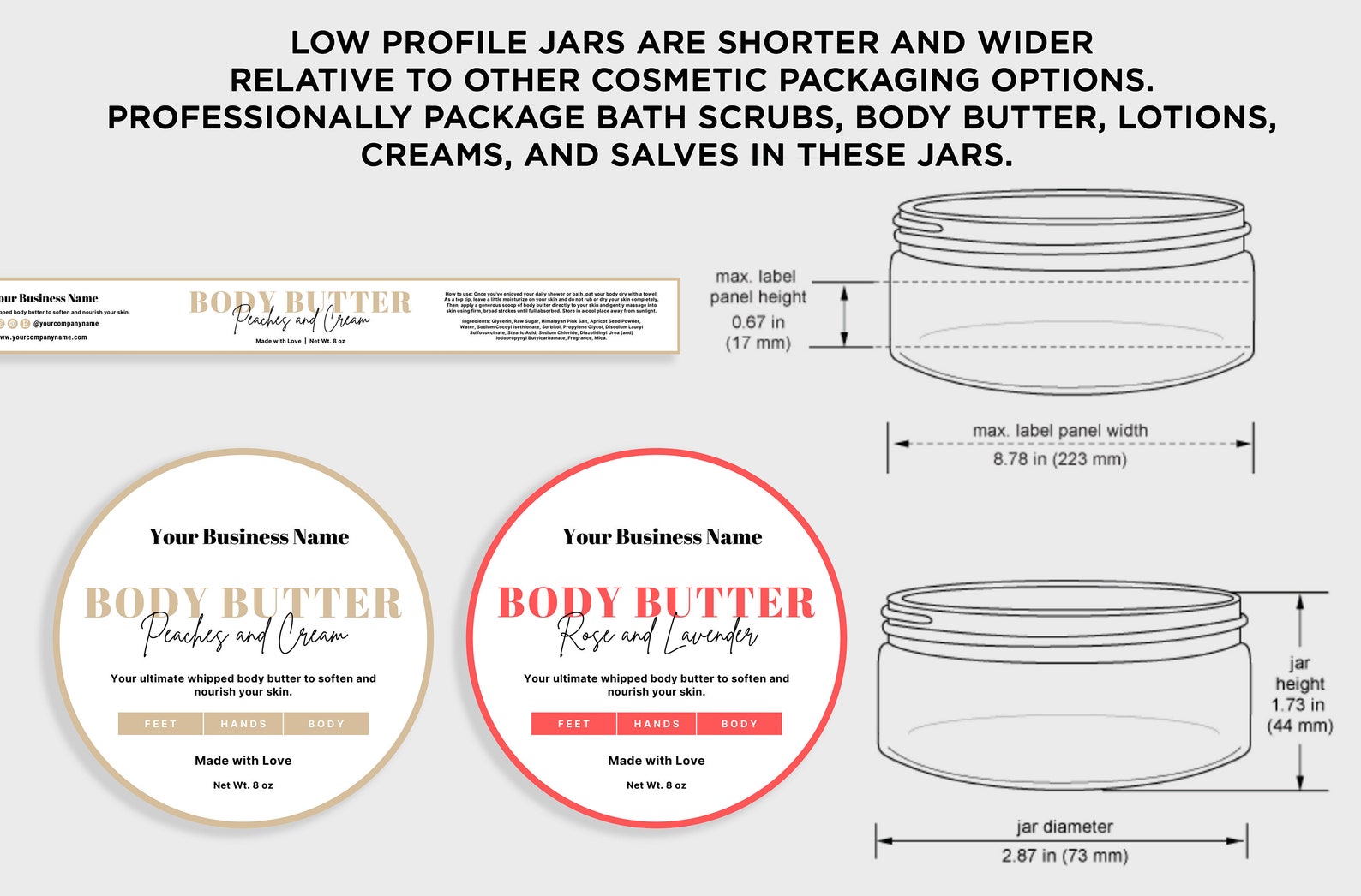 Printable Whipped Body Butter Label for Low Profile Jars - Etsy