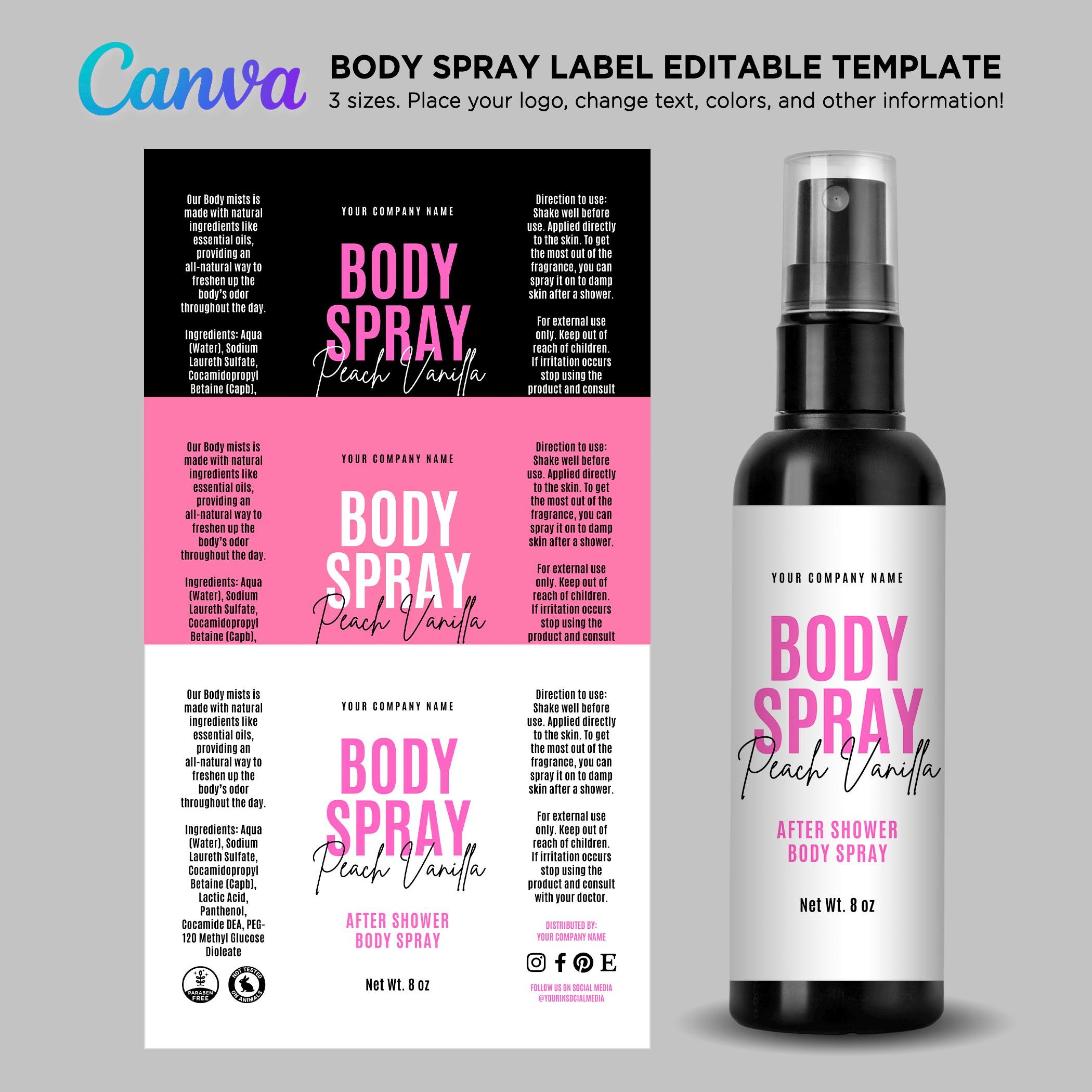 Body Spray Template, Body Spray Labels, Body Perfume Labels, After ...
