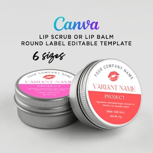 Printable Lip Balm Round Label Sticker, Lip Scrub Labels, Cosmetic Lip ...