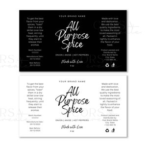 Printable Spice Wrap Label Sticker All Purpose Seasoning - Etsy