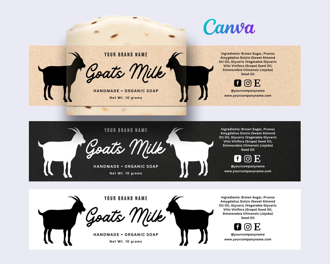 Goat Milk Soap Label Template, Organic Goat Milk Soap Labels, Handmade ...