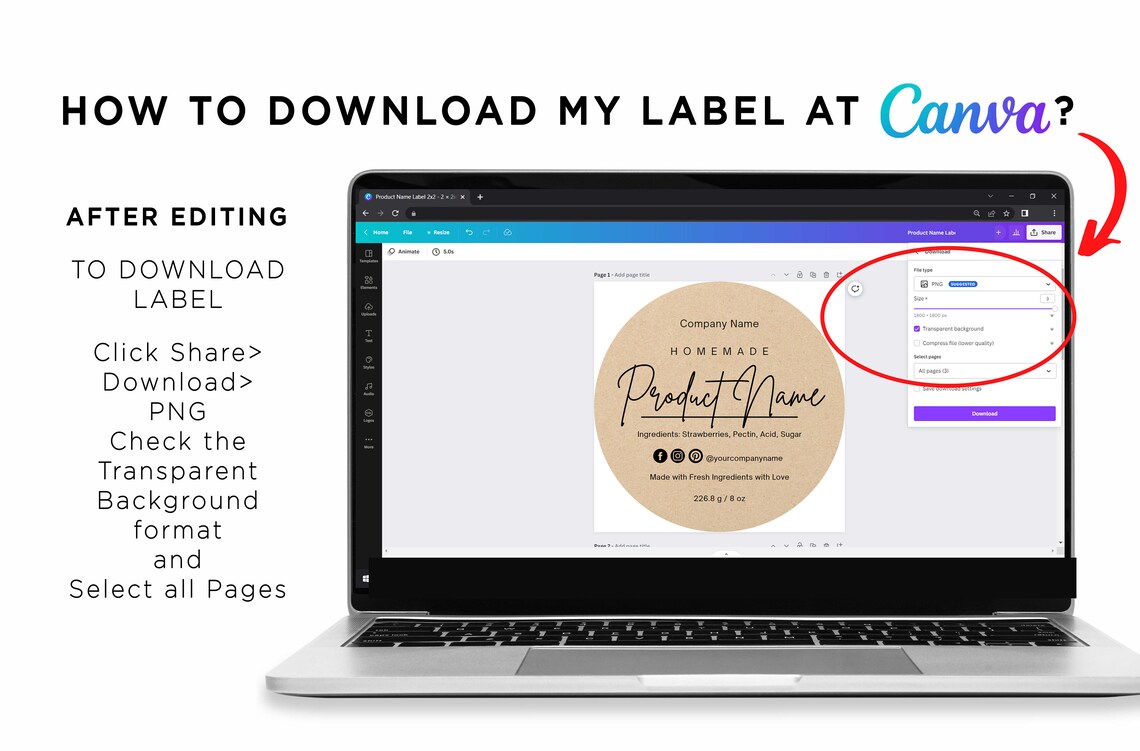 Printable Round Label Circle Label Sticker for Canning Jars - Etsy