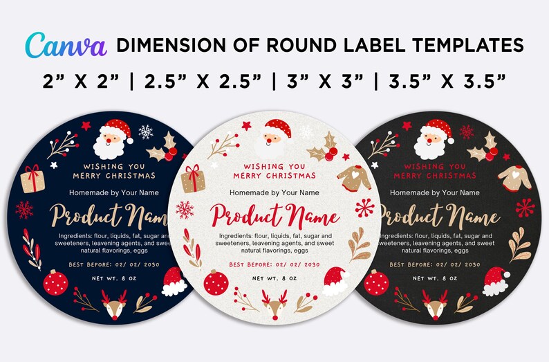 Christmas Labels, Christmas Round Tags, Christmas Round Labels ...