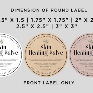Printable Skin Healing Salve Round Label Sticker, Skincare Balm Round ...