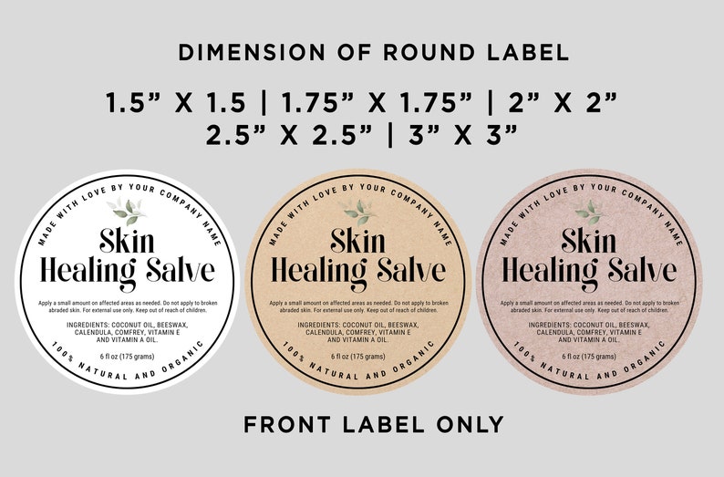 Printable Skin Healing Salve Round Label Sticker, Skincare Balm Round ...