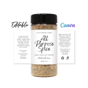 Printable Spice Wrap Label Sticker, All Purpose Seasoning Label Design ...