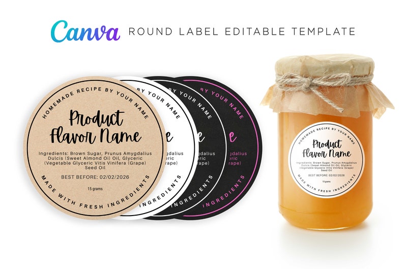 Editable Round Label for Canning Jar Round Labels for Jams - Etsy