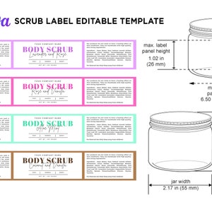 Bath Body Scrub Wrap Label Designs, Sugar Scrub Labels, Soak Salts ...