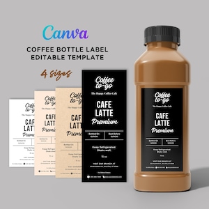 Coffee Bottle Labels, Iced Coffee Labels, Cafe Latte Labels, Cold Brew ...