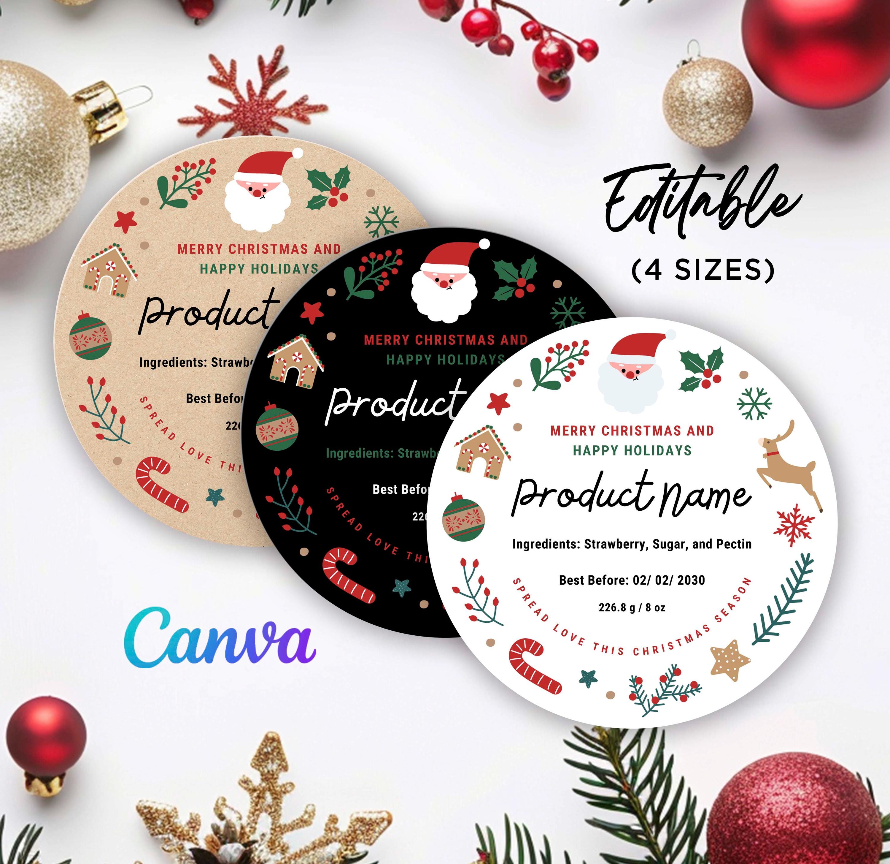 Christmas Round Labels, Christmas Round Tags, Holiday Canning Tags ...