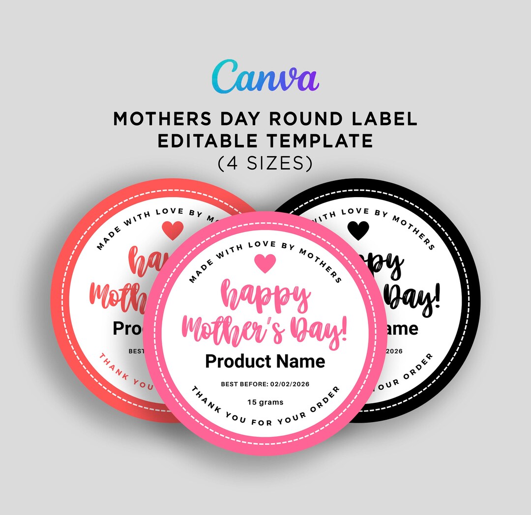 Mothers Day Gift Tags, Mothers Day Round Labels, Mother's Day Product ...