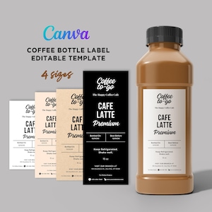Coffee Bottle Labels, Iced Coffee Labels, Cafe Latte Labels, Cold Brew ...