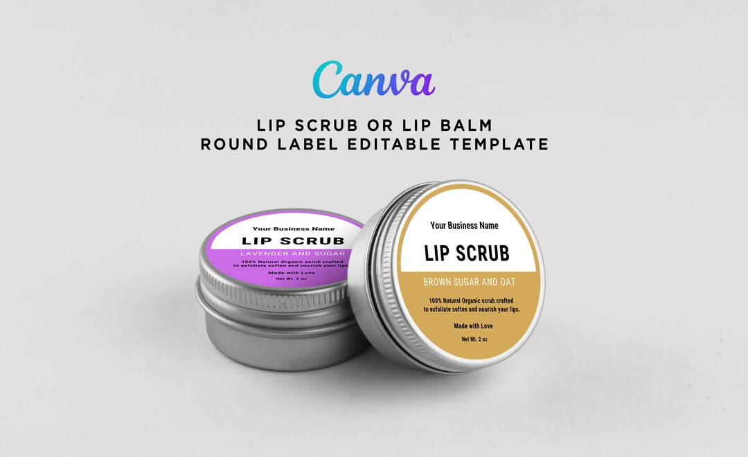 Printable Lip Scrub Labels Lip Balm Product Round Label Lip - Etsy