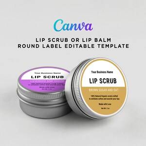 Printable Lip Scrub Labels, Lip Balm Product Round Label, Lip Balm Jars ...