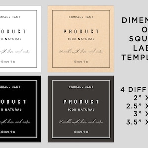 Square Labels for Homemade Products, Jar Square Labels, Product Square ...