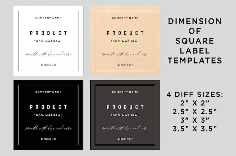 Square Labels for Homemade Products, Jar Square Labels, Product Square ...