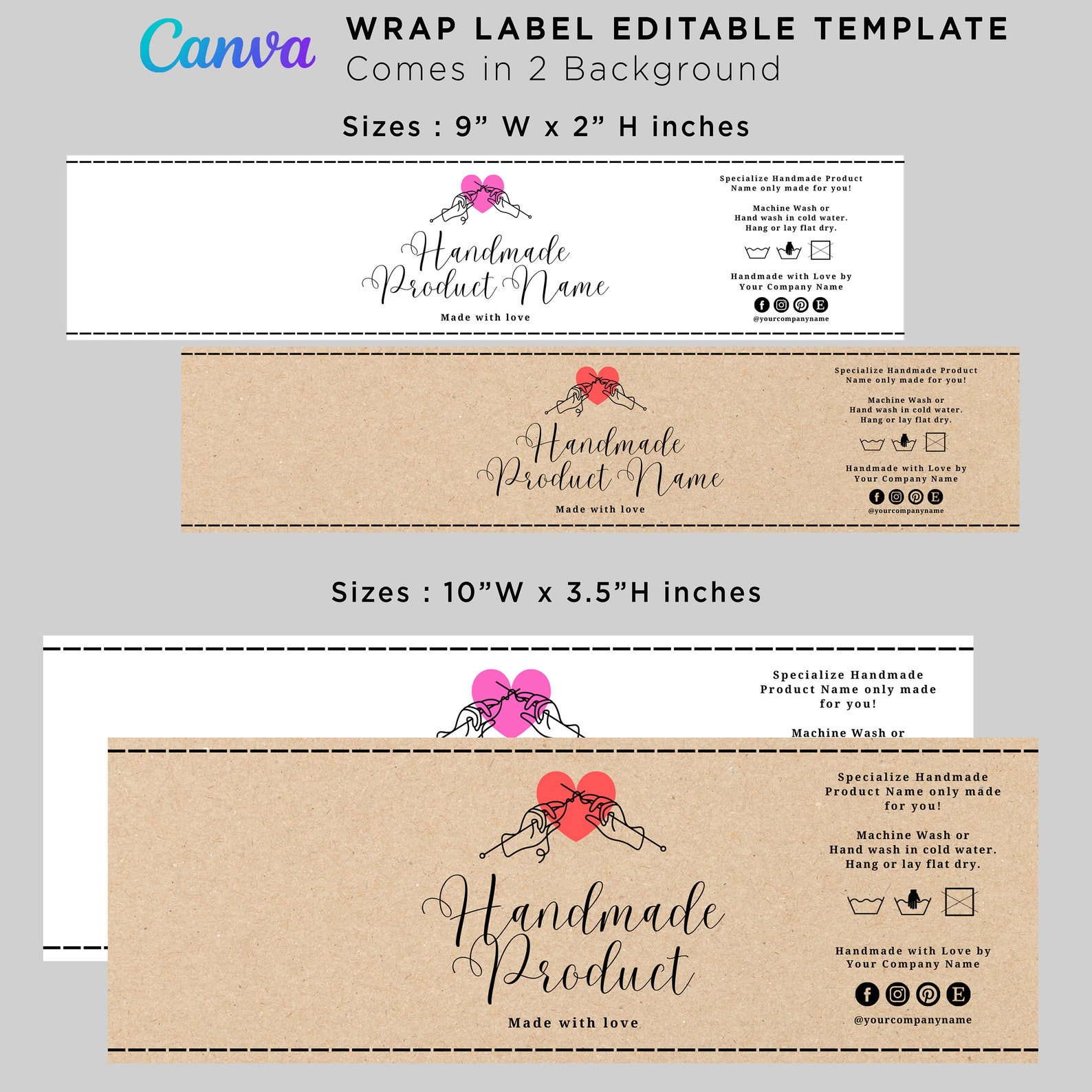 Printable Crochet Labels, Handmade Labels for Knitting, Handmade Label ...