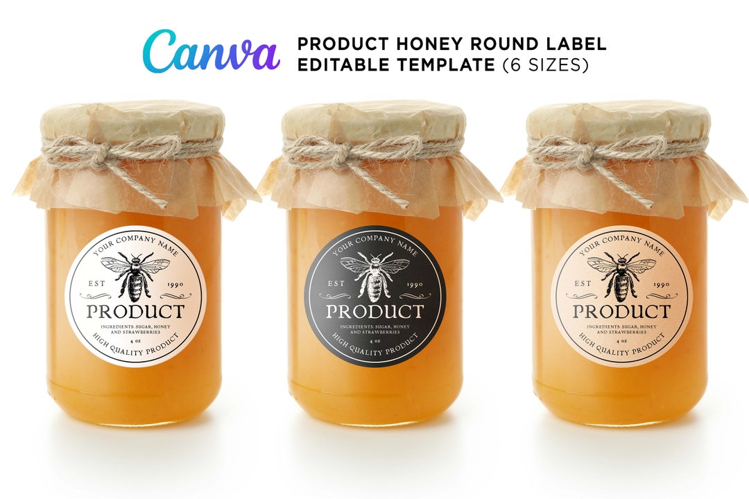 Honey Labels, Homemade Product Label, Mason Jar Labels, Honey Round ...