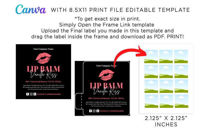 Lip Balm Wrap Label Sticker, Lip Chapstick Labels, Lip Balm Black Label ...
