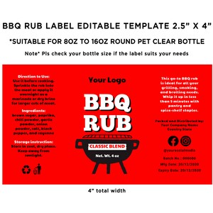 BBQ Rub Label, BBQ Spice Labels, BBQ Labels, Barbeque Rub, Spice Labels ...