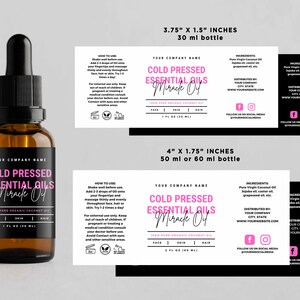 Printable Dropper Oil Label Essential Oil Label Cold Pressed - Etsy