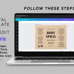 Body Spray Template, Body Spray Labels, Body Perfume Labels, After ...