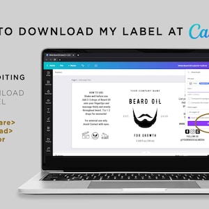 Editable Beard Oil Labels, Beard Oil Bottle Dropper Label, Beard Oil ...