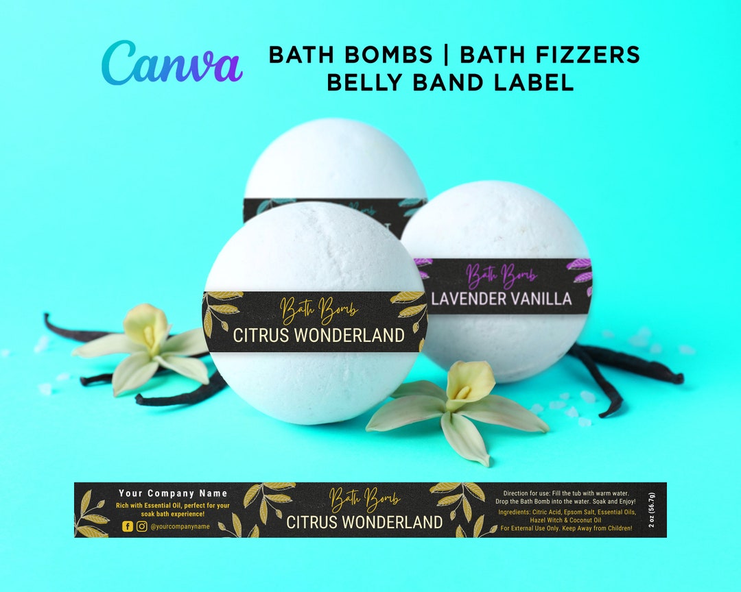 Printable Bath Bomb Round Label, Bath Bombs Belly Band Label, Bath Bomb ...