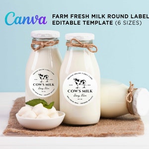 Cow's Milk Label, Milk Labels, Cow Printables, Fresh Milk Labels, Milk ...