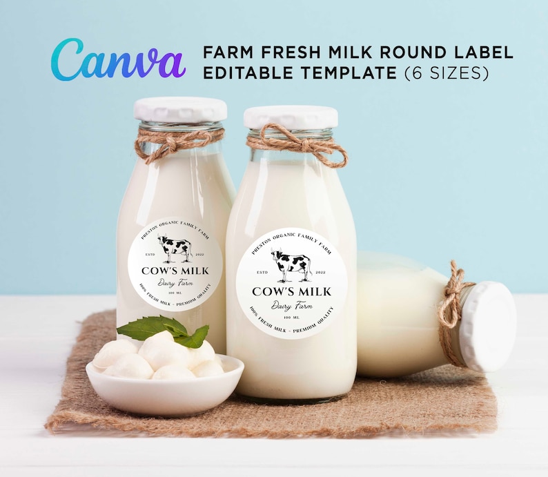 Cow's Milk Label, Milk Labels, Cow Printables, Fresh Milk Labels, Milk ...