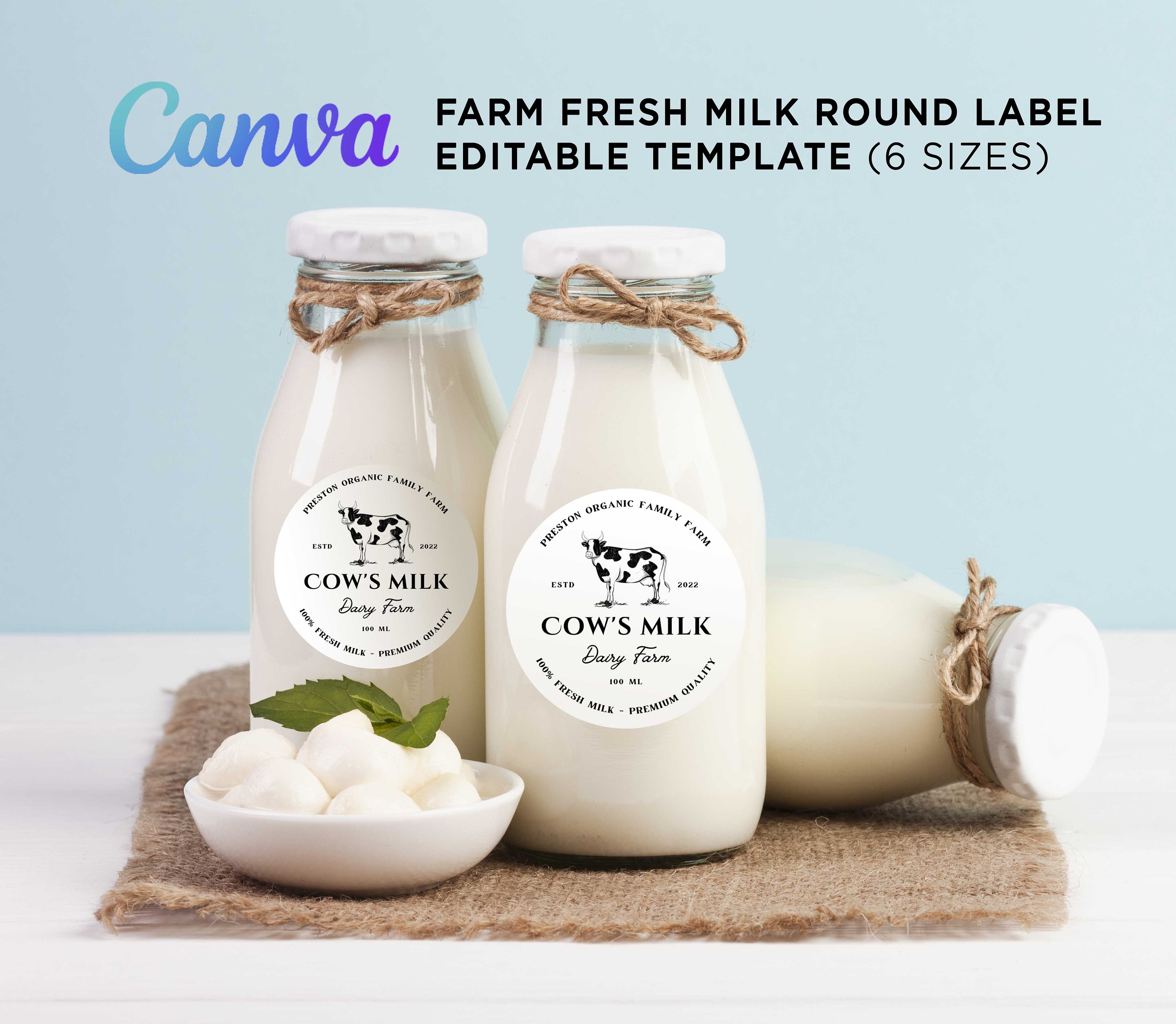 Cow's Milk Label, Milk Labels, Cow Printables, Fresh Milk Labels, Milk ...