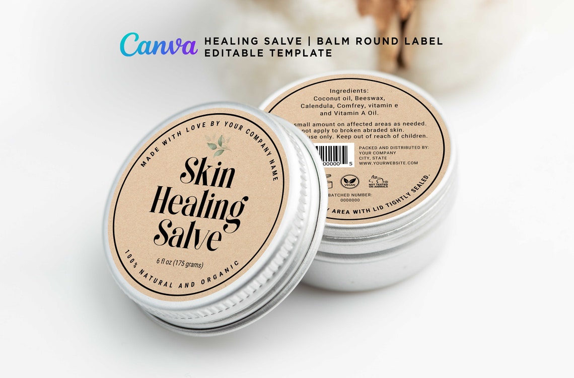 Printable Skin Healing Salve Round Label Sticker Skincare - Etsy