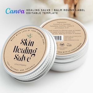 Printable Skin Healing Salve Round Label Sticker, Skincare Balm Round ...