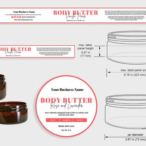 Printable Whipped Body Butter Label for Low Profile Jars - Etsy