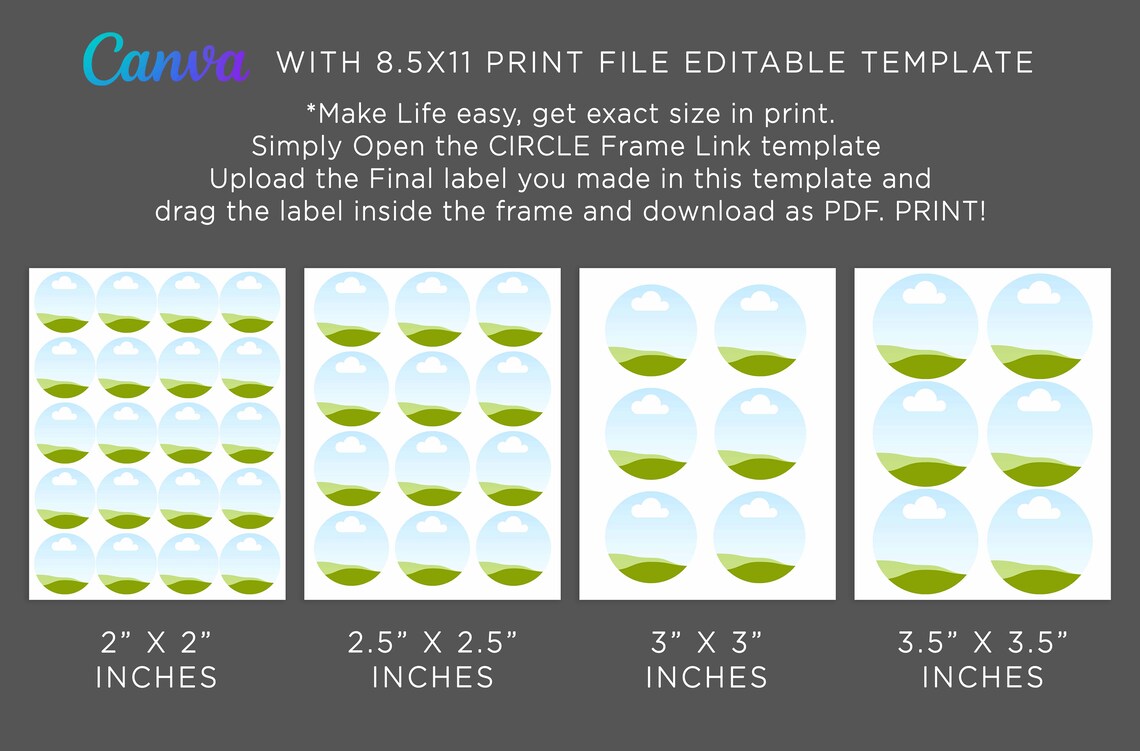Editable Circle Label Simple Natural Round Label Sticker - Etsy