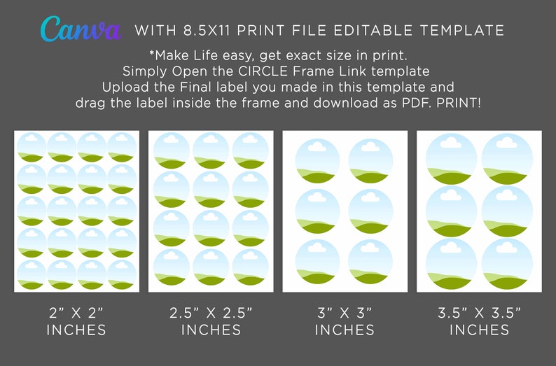 Editable Circle Label, Simple Natural Round Label Sticker Editable ...