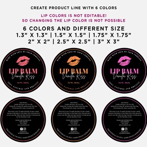 Printable Lip Balm Round Label Sticker, Lip Balm Black Label, Lip Balm ...