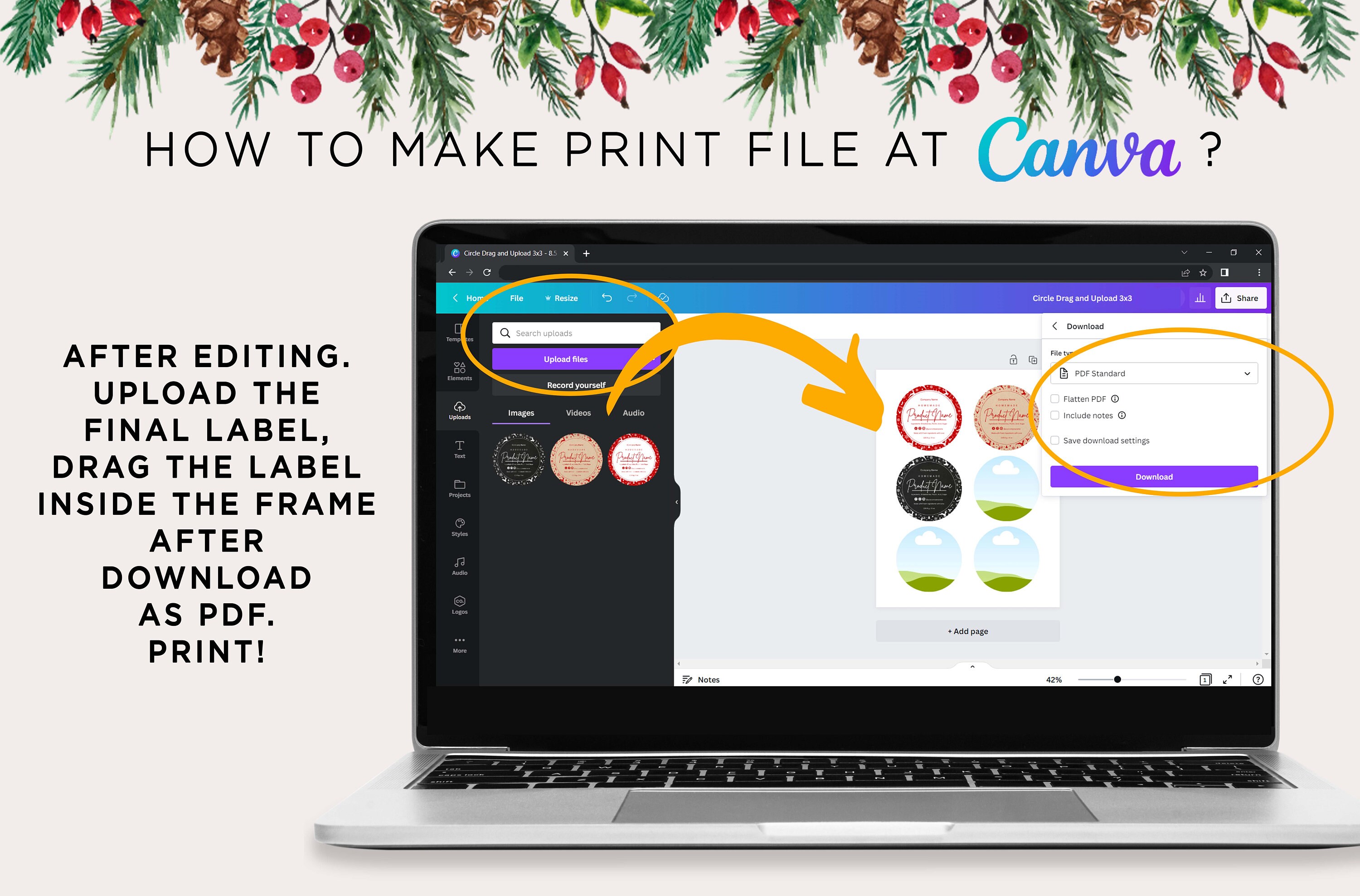 Christmas Edition Round Labels Printable Christmas Round - Etsy