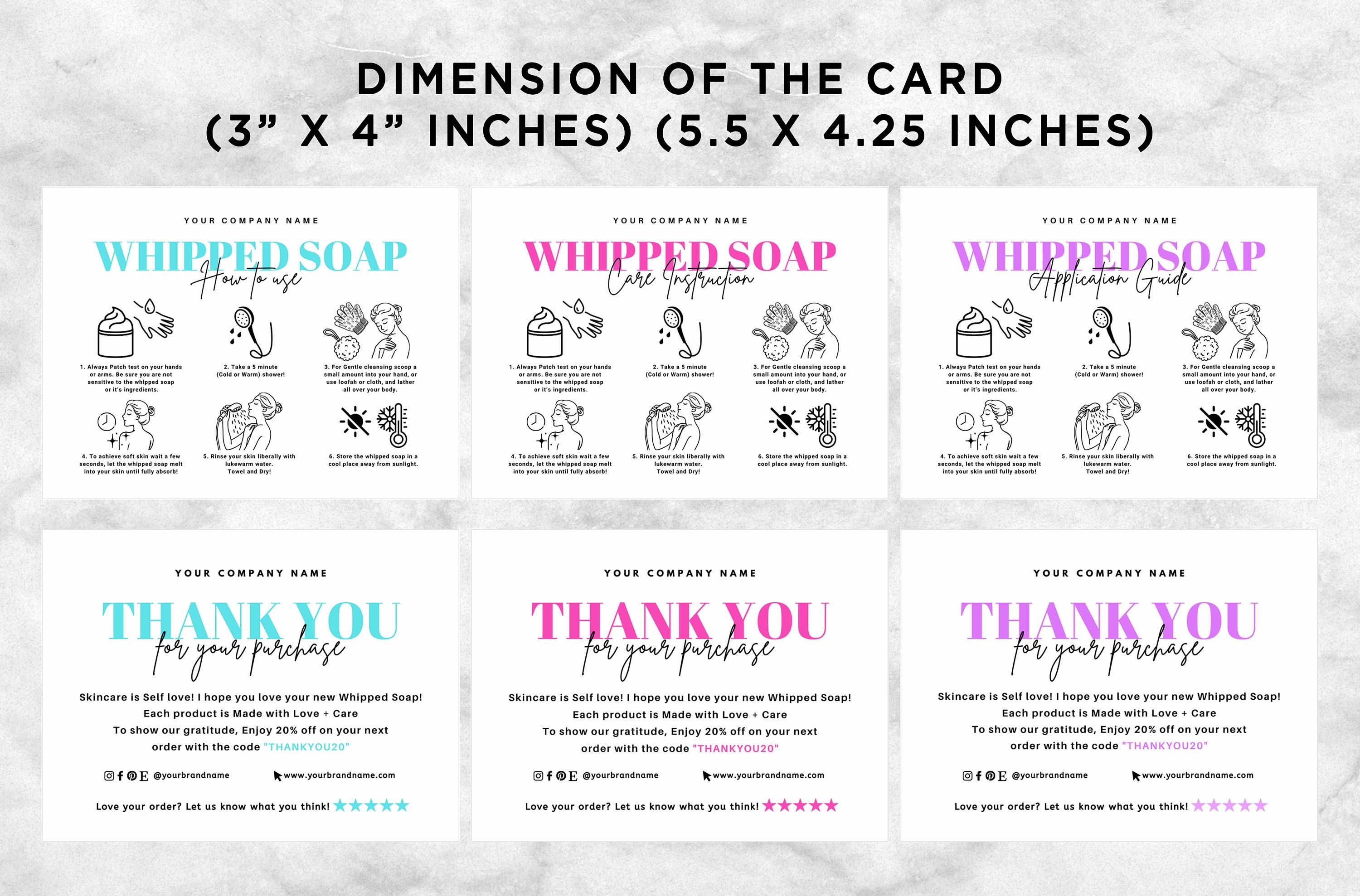 Whipped Soap Care Cards, How to Use Whipped Soaps, Foaming Soap ...
