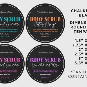 Printable Bath Body Scrub Labels for Low Profile Jars, Small Jar, Sugar ...