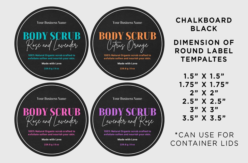 Printable Bath Body Scrub Labels for Low Profile Jars, Small Jar, Sugar ...