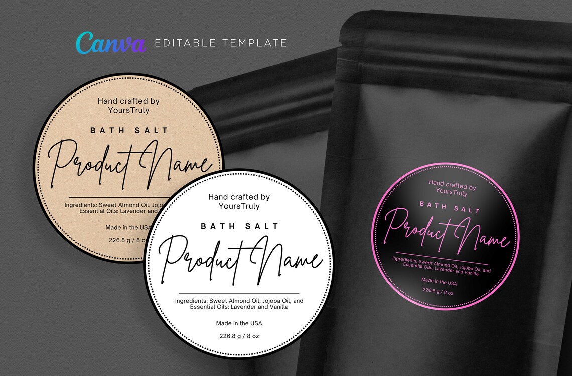 Editable Circle Label Simple Natural Round Label Sticker - Etsy