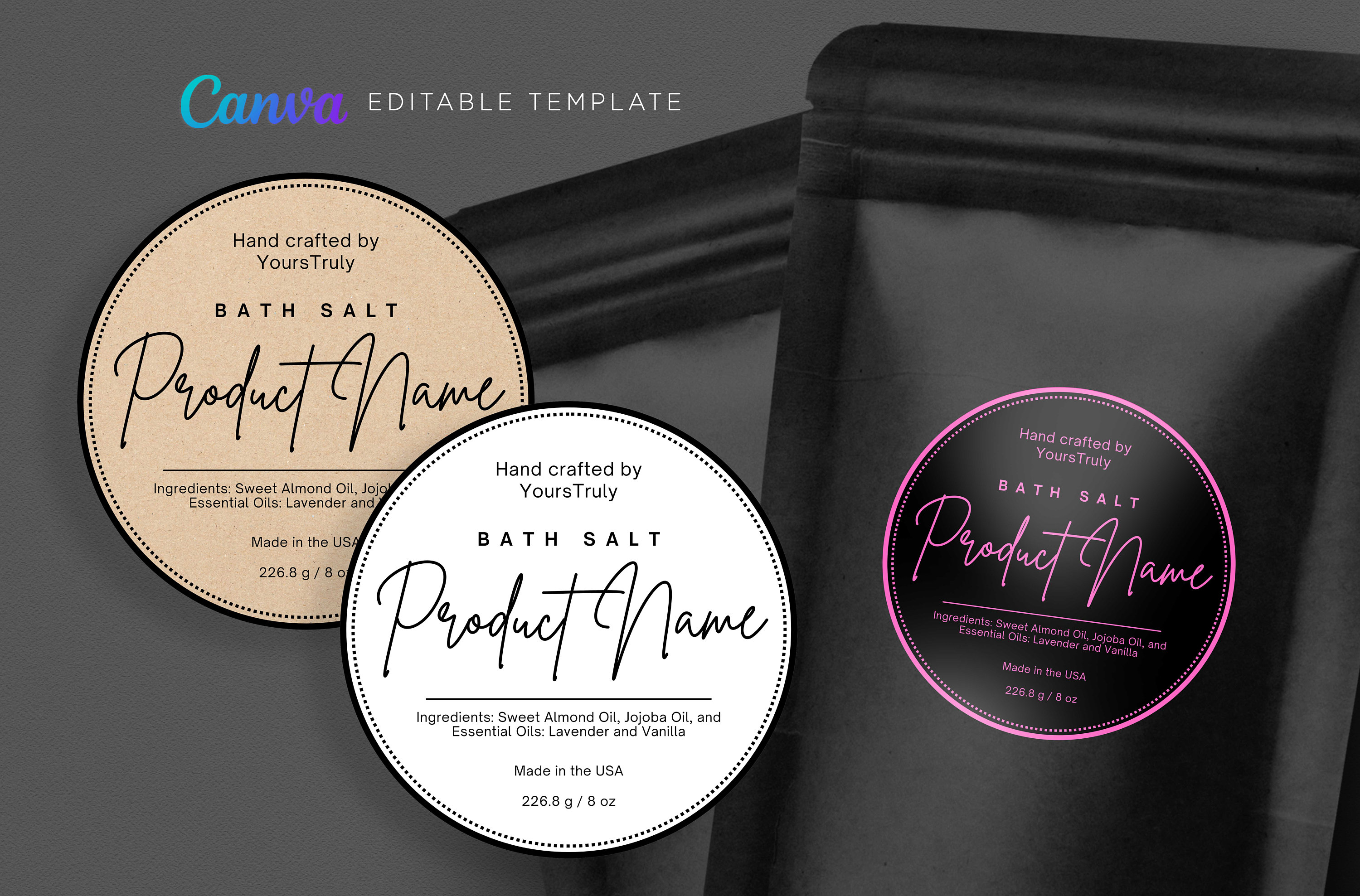 Editable Circle Label Simple Natural Round Label Sticker - Etsy