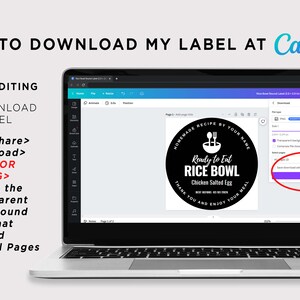 Printable Rice Bowl Label, Food Packaging Label, Take-out Label, Take ...