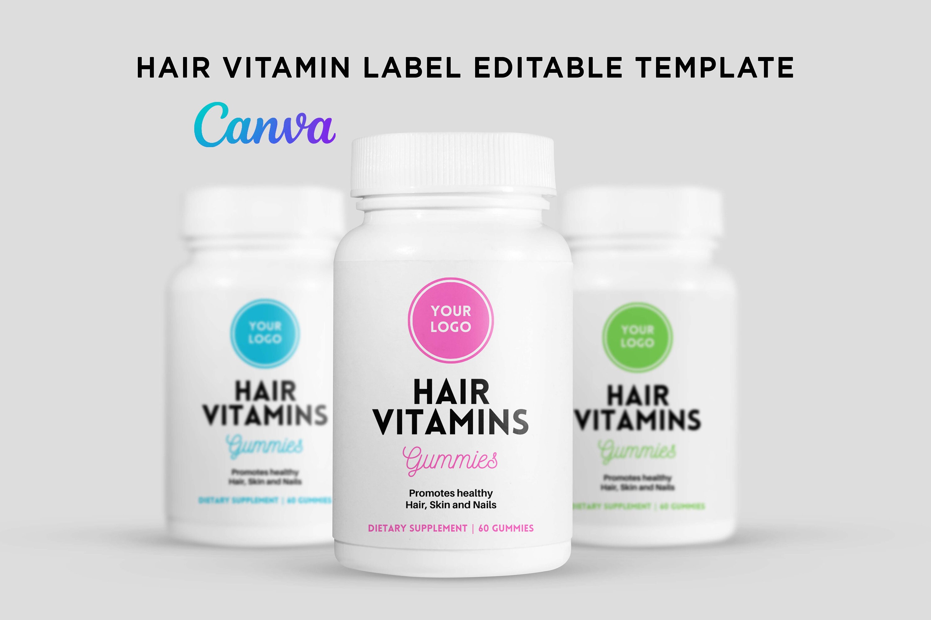 Hair Vitamin Labels, Collagen Gummies Label, Hair Supplement Labels ...